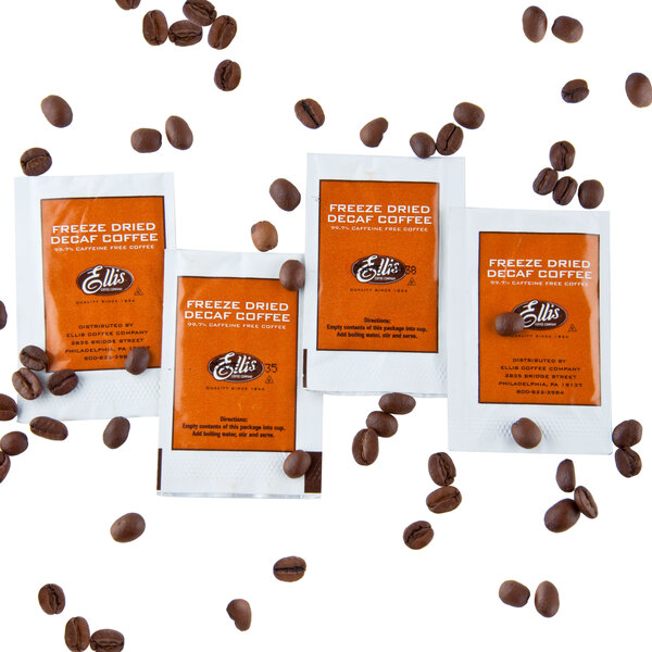 Ellis Freeze Dried Decaf Coffee Packet - 100/Box