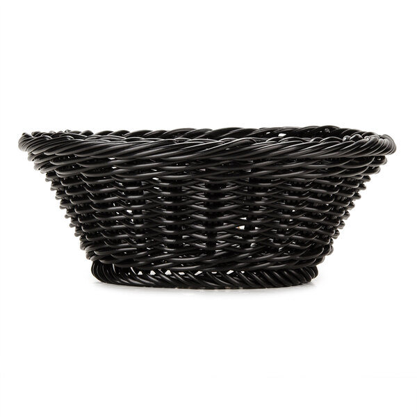 GET WB-1501-BK 9 1/2" x 3 1/2" Designer Polyweave Black Round Basket