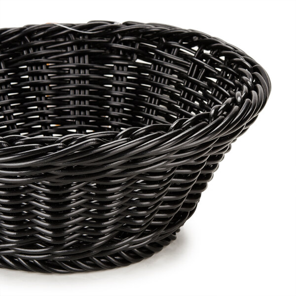 GET WB-1501-BK 9 1/2" x 3 1/2" Designer Polyweave Black Round Basket