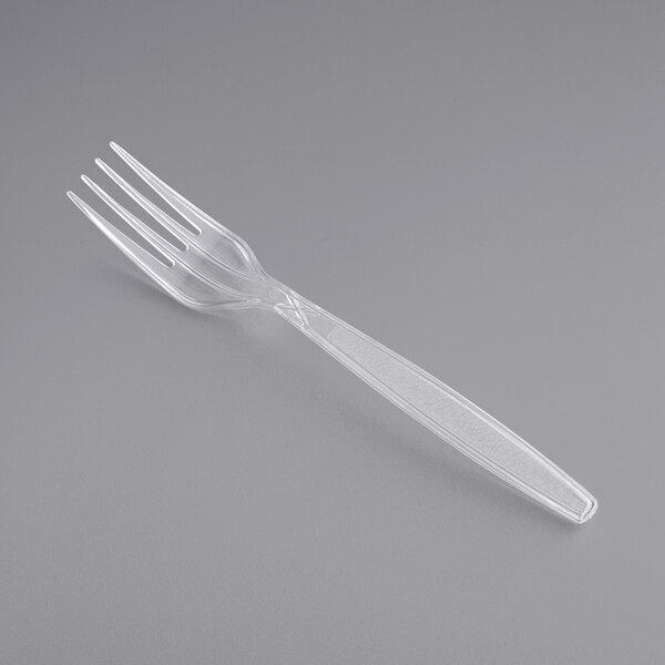 Choice Clear Heavy Weight Polystyrene Plastic Fork - 100/Pack