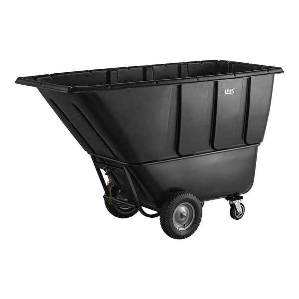 Lavex 1.5 Cubic Yard Black Towable Heavy-Duty Tilt Truck / Trash Cart ...