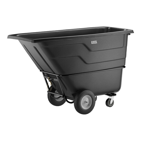 Lavex 1.5 Cubic Yard Black Towable Heavy-Duty Tilt Truck / Trash Cart ...