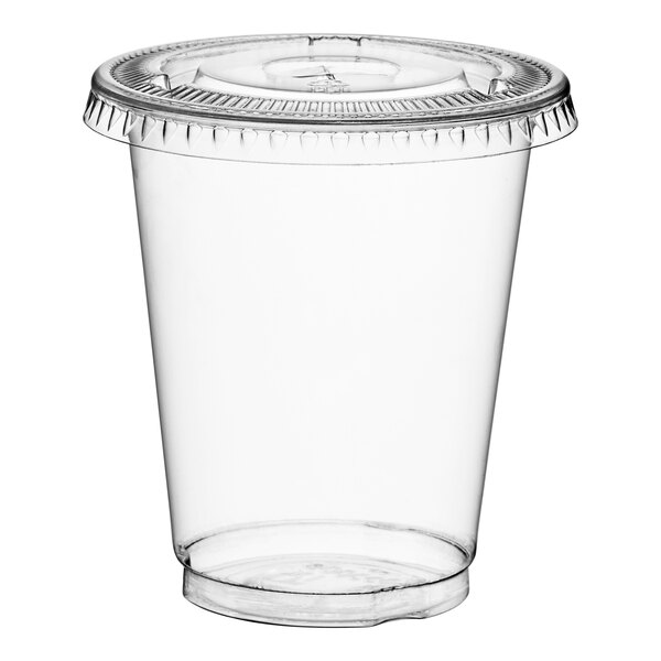 Choice 7 oz. Clear PET Plastic Cold Cup With Flat Lid 50 Pack