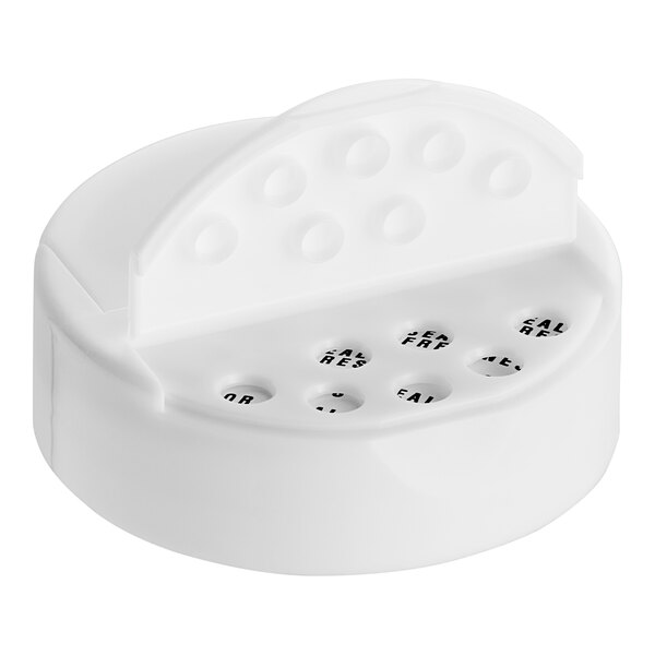 63/485 White Dual-Flapper Induction-Lined Spice Lid with 7 Holes - 100/Pack