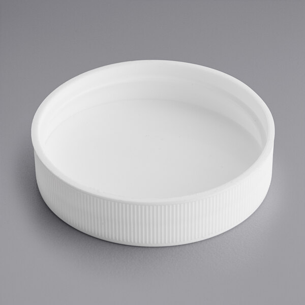 45/400 White Ribbed Plastic Cap with Foam Liner - 100/Pack