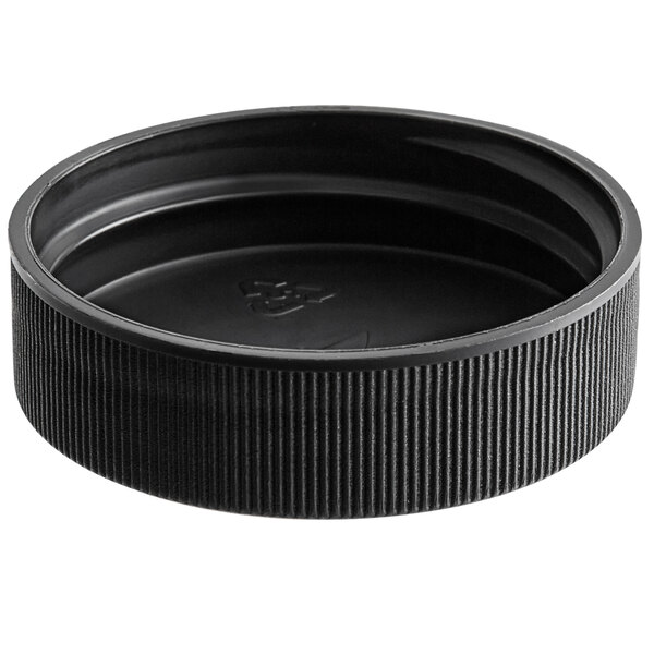 38/400 Black Ribbed Continuous Thread Cap - Unlined - 100/Pack