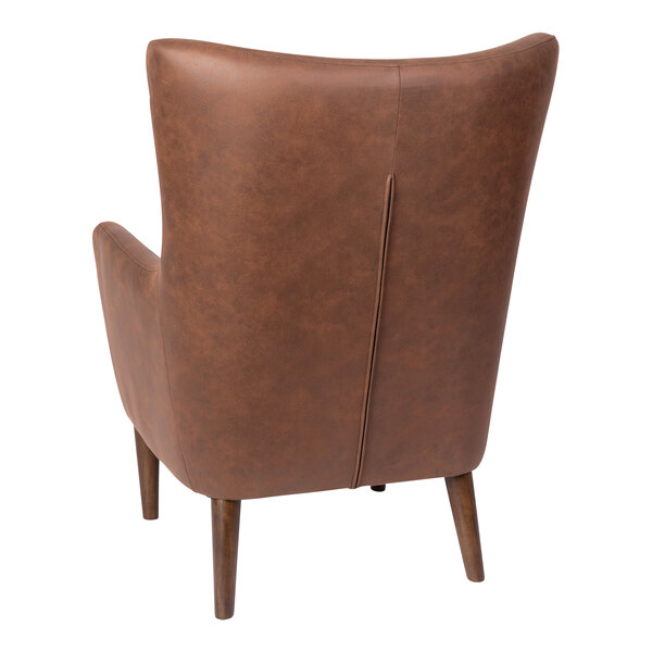Flash Furniture Connor Dark Brown Modern Faux Leather Wingback Accent Chair with Wooden Legs and Frame