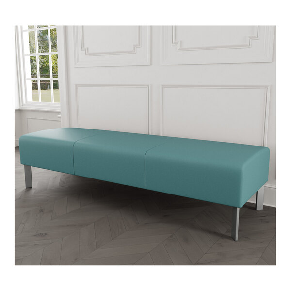 Lesro Luxe Lounge Series Patriot Plus Sea Vinyl 3-Seat Bench with Steel ...