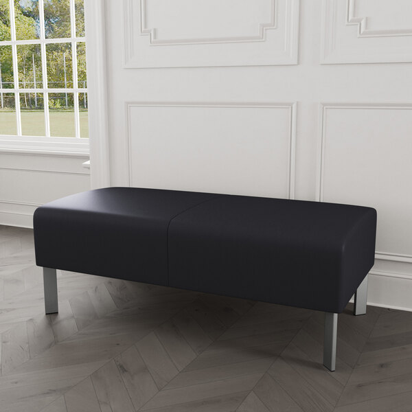 Lesro Luxe Lounge Series Patriot Plus Black Vinyl 2-Seat Bench with ...