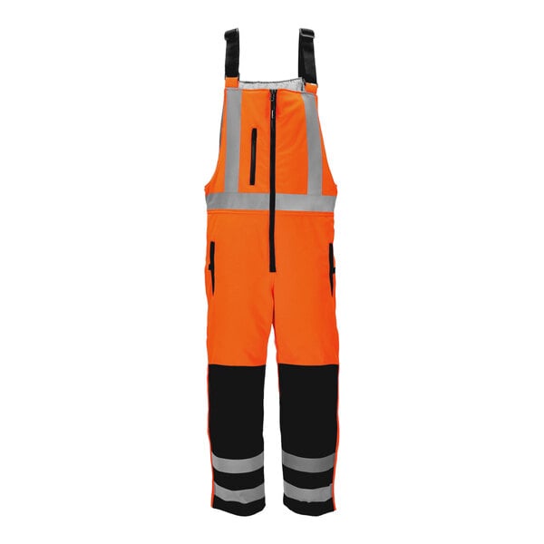 RefrigiWear HiVis Orange / Black Insulated Softshell High Bib Overalls ...