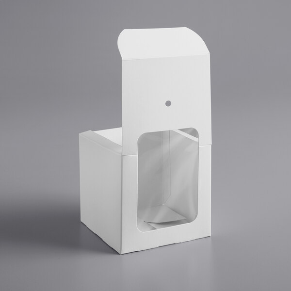 Baker's Lane 4" White 1-Piece Candy Apple Box with Window - 10/Pack