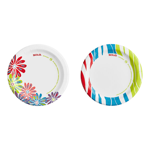 Solo AnyDay 6 13/16" Assorted Lush Blooms / Wavy Tropics Paper Plates ...