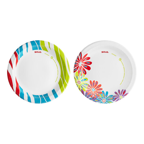 Solo AnyDay 8 1/2" Assorted Lush Blooms / Wavy Tropics Paper Plates ...