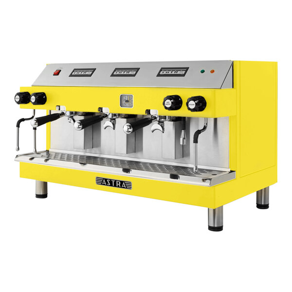 Astra Mega III M3-013-YL Automatic Yellow Espresso Machine - 220V