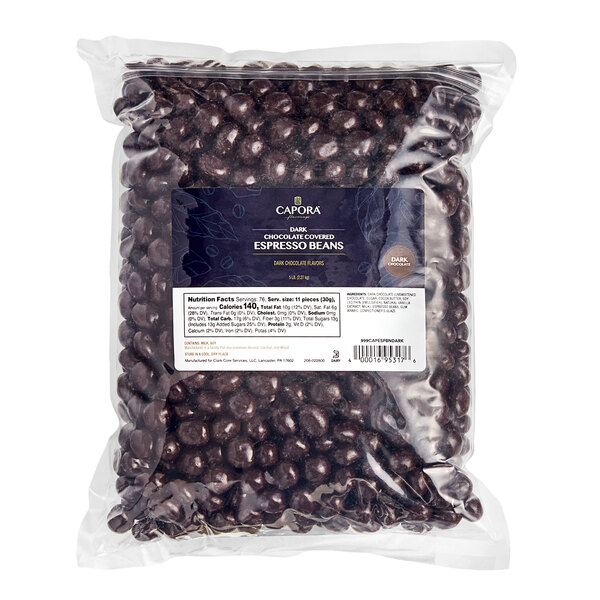 Capora Dark Chocolate Covered Espresso Beans 5 lb. - 6/Case