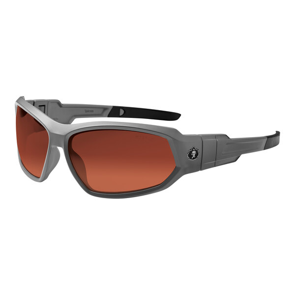 Ergodyne Skullerz Loki Polarized Convertible Safety Spoggles With Copper Lenses Matte Gray