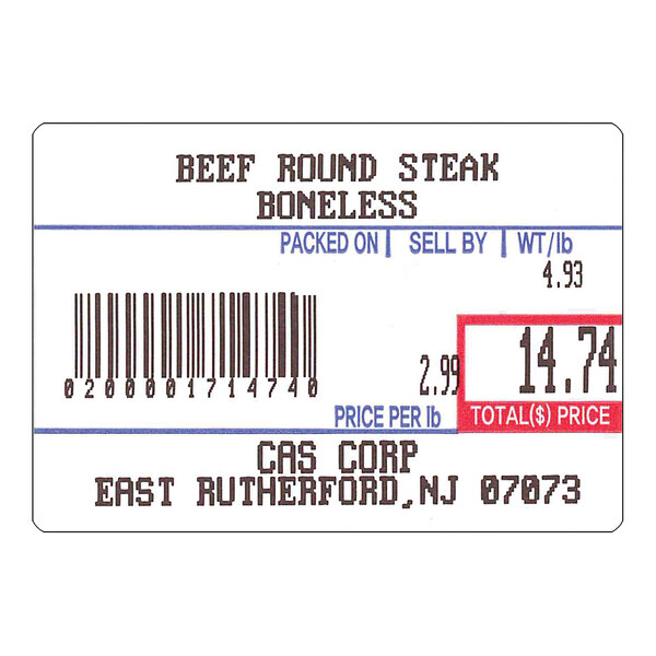 CAS LST-8010 58 mm x 40 mm White Pre-Printed Permanent Direct Thermal ...