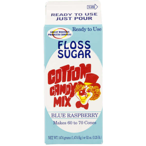 Great Western 1/2 Gallon Carton Blue Raspberry Cotton Candy Floss Sugar