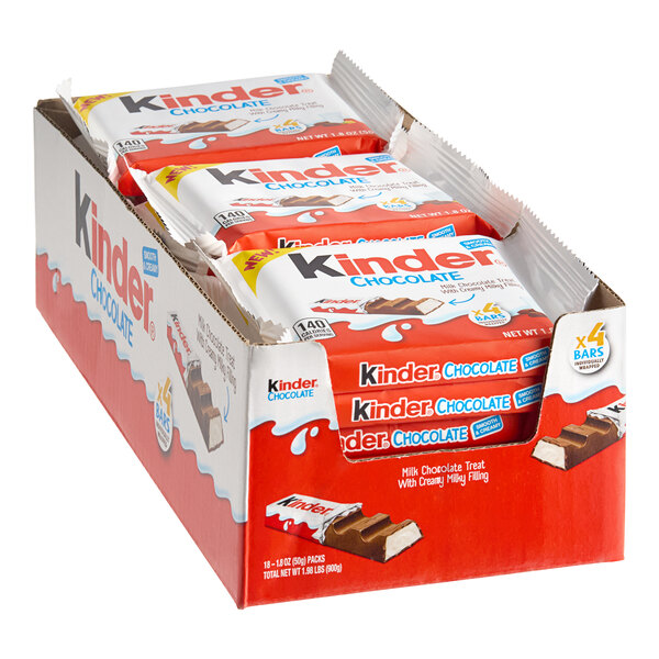 Kinder Chocolate 4-Piece Cream-Filled Milk Chocolate Bar - 18/Box