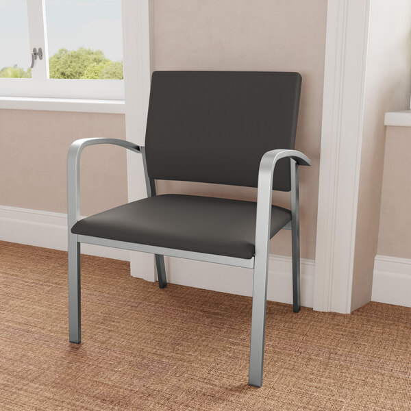 Lesro Newport Patriot Plus Charcoal Vinyl Oversized Guest Arm Chair ...