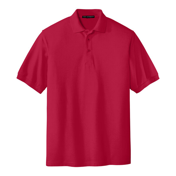Port Authority K500 Unisex Customizable Red Short Sleeve Silk Touch ...