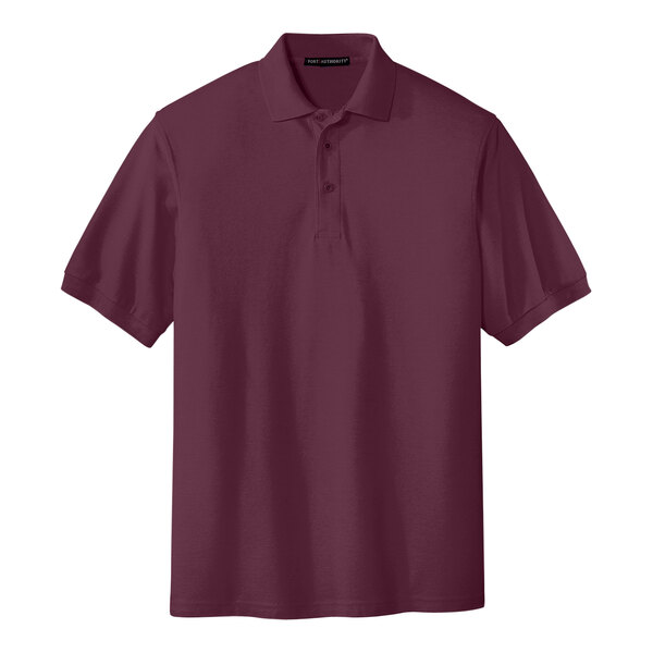 Port Authority K500 Unisex Customizable Maroon Short Sleeve Silk Touch ...