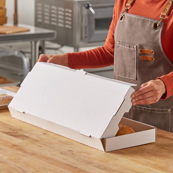 Choice 24" x 12" x 2" White Corrugated Plain Flatbread Box - 25/Case