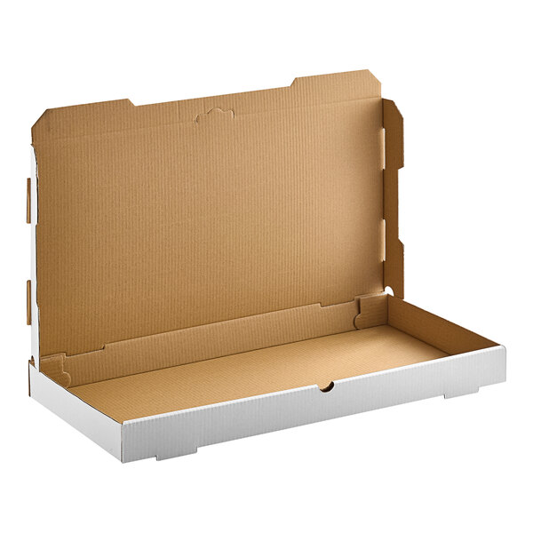 Choice 24" x 12" x 2" White Corrugated Plain Flatbread Box - 25/Bundle