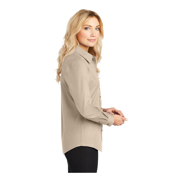 Port Authority L608 Women's Customizable Stone Long Sleeve Wrinkle ...