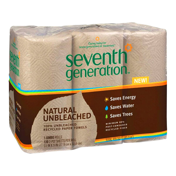 Seventh Generation 2-Ply Natural Paper Towel Roll, 120 Sheets/Roll - 30 ...