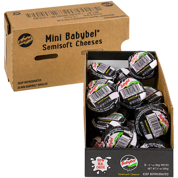 Babybel White Cheddar Mini Cheese 0.71 oz. - 60/Case