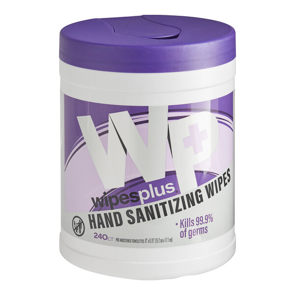 WipesPlus 6" x 6 3/4" 240-Count Hand Sanitizing Wipes