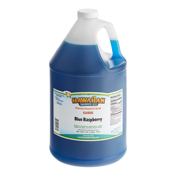 Hawaiian Shaved Ice Blue Raspberry Snow Cone Syrup 1 Gallon - 4/Case