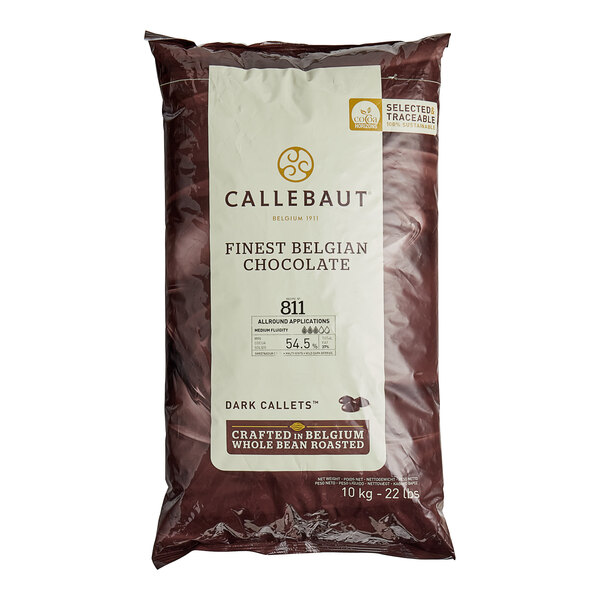 Callebaut Recipe 811 Dark Chocolate Callets™ 22 lb. - 2/Case