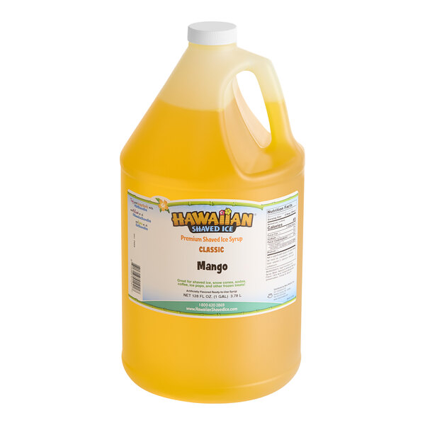 Hawaiian Shaved Ice Mango Snow Cone Syrup 1 Gallon - 4/Case