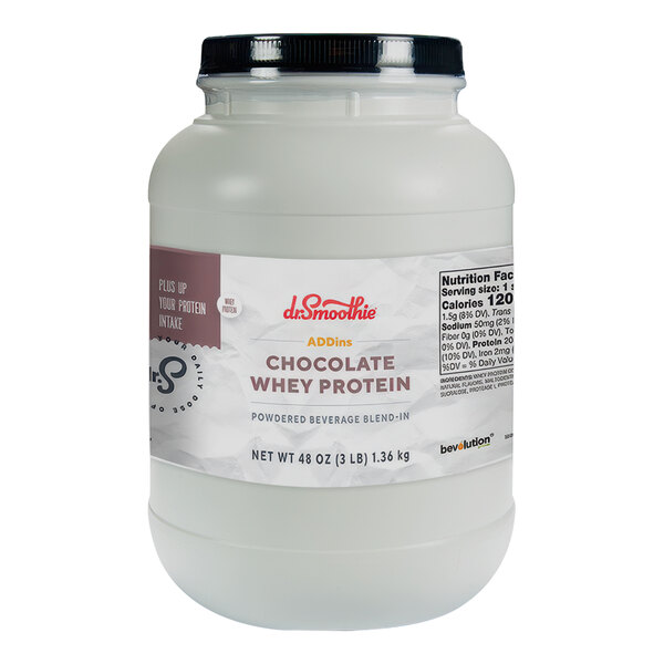 Dr. Smoothie Addins Chocolate Whey Protein Supplement Powder 3 lb. - 4/Case