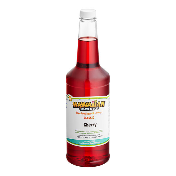 Hawaiian Shaved Ice Cherry Snow Cone Syrup 32 fl. oz. - 12/Case