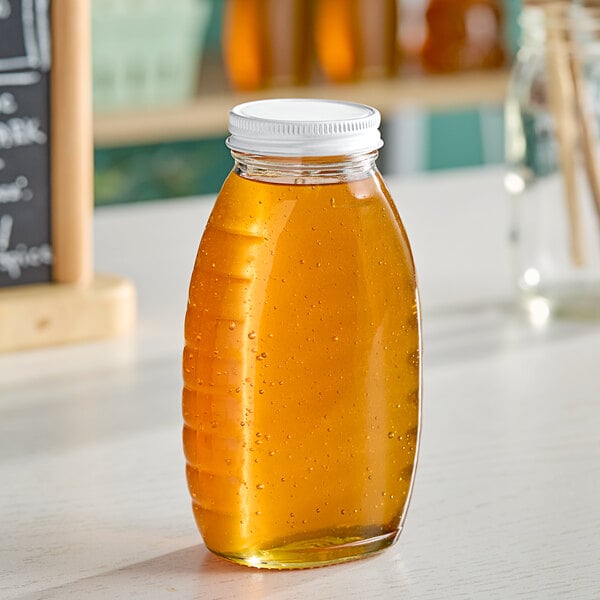 12 oz. (16 oz. Honey Weight) Classic Queenline Glass Honey Jar with ...