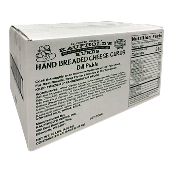Kaufhold's Kurds Breaded Dill Pickle Cheese Curds 5 lb. - 2/Case