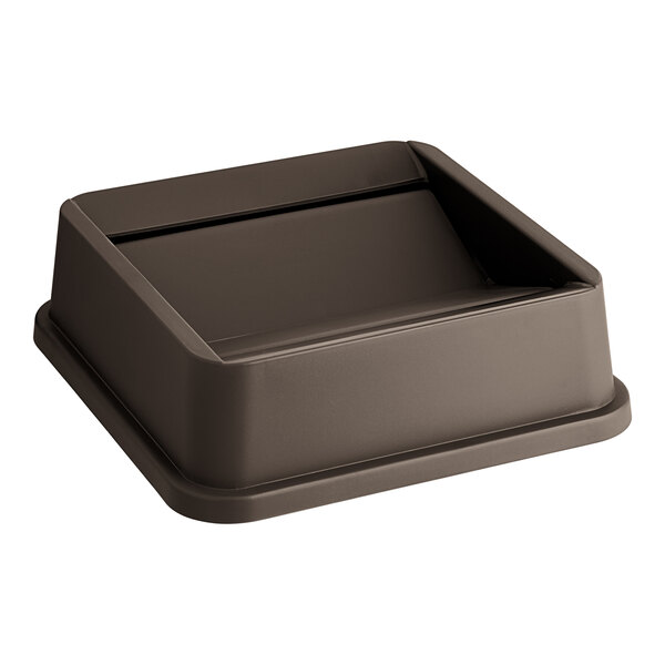 Lavex 19 / 23 Gallon Brown Square Trash Can Drop Shot Lid