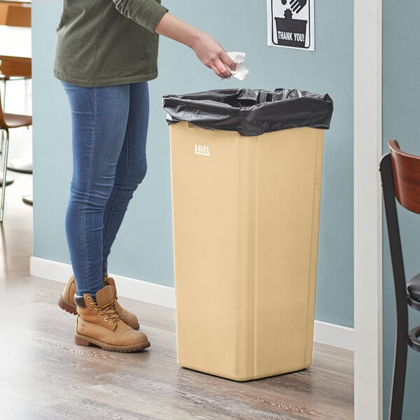 Lavex 23 Gallon Beige Square Trash Can