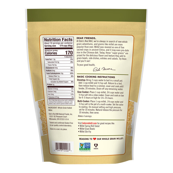 Bob's Red Mill Whole Grain Millet 28 oz. - 4/Case