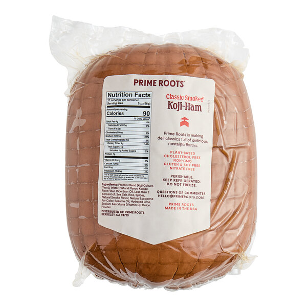 Prime Roots Vegan Classic Smoked Koji-Ham Deli Chub 4.52 lb. - 2/Case