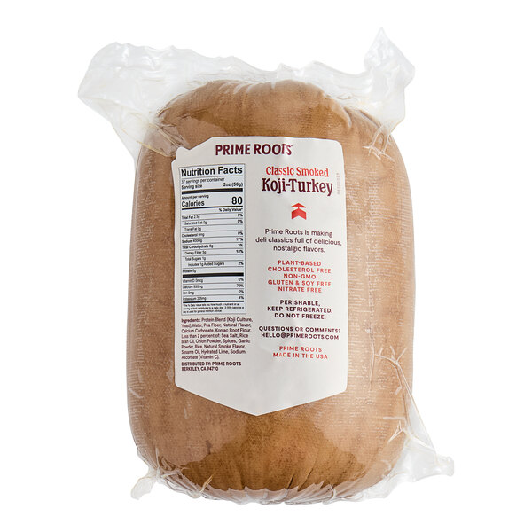 Prime Roots Vegan Classic Smoked Koji-Turkey Deli Chub 4.52 lb. - 2/Case