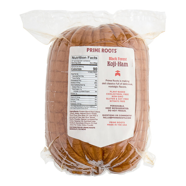 Prime Roots Vegan Black Forest Koji-Ham Deli Chub 4.52 lb. - 2/Case
