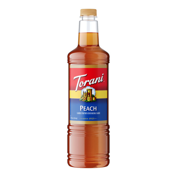 Torani Peach Flavoring / Fruit Syrup Plastic Bottle 1 Liter - 6/Case