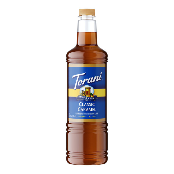 Torani Sugar-Free Classic Caramel Flavoring Syrup Plastic Bottle 1 Liter