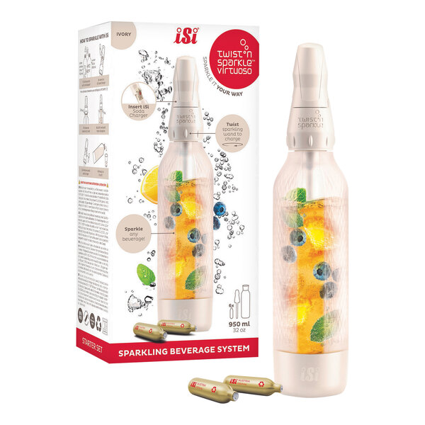 iSi Twist'N Sparkle Virtuoso 1 Liter Ivory Sparkling Beverage System ...