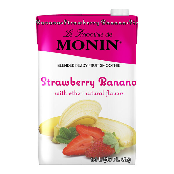 Monin Strawberry Banana Fruit Smoothie Mix 46 fl. oz. - 6/Case