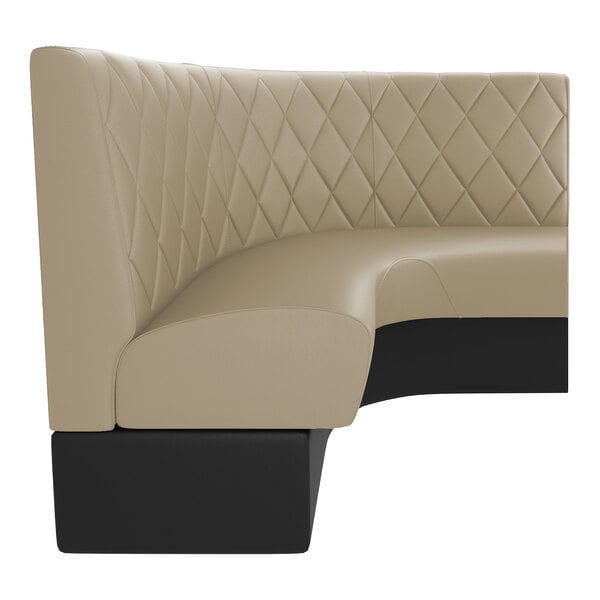 QA Group Cascade 144" Long Fawn Diamond Tufted 3/4 Circle Booth - 42" High